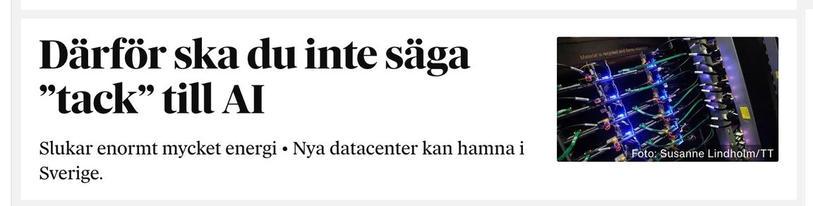 DN varnar: Säg inte ”tack” till AI