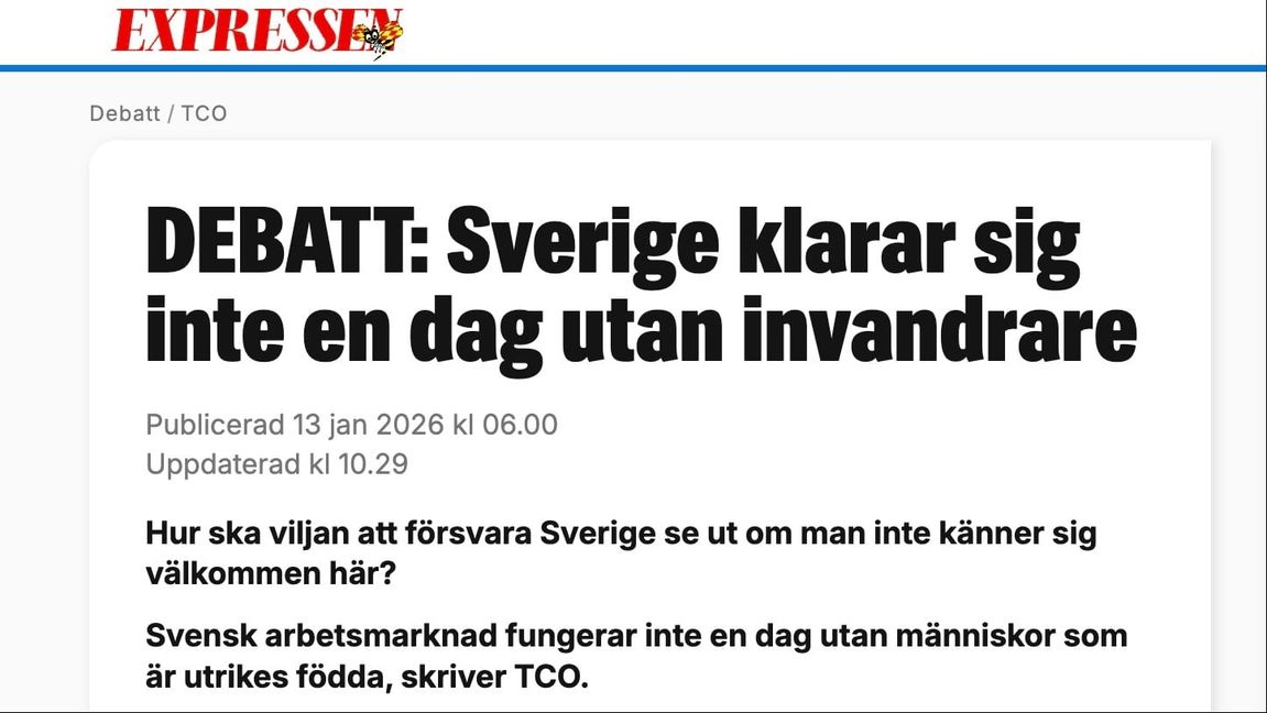 Korn: Sverige stannar inte utan invandring